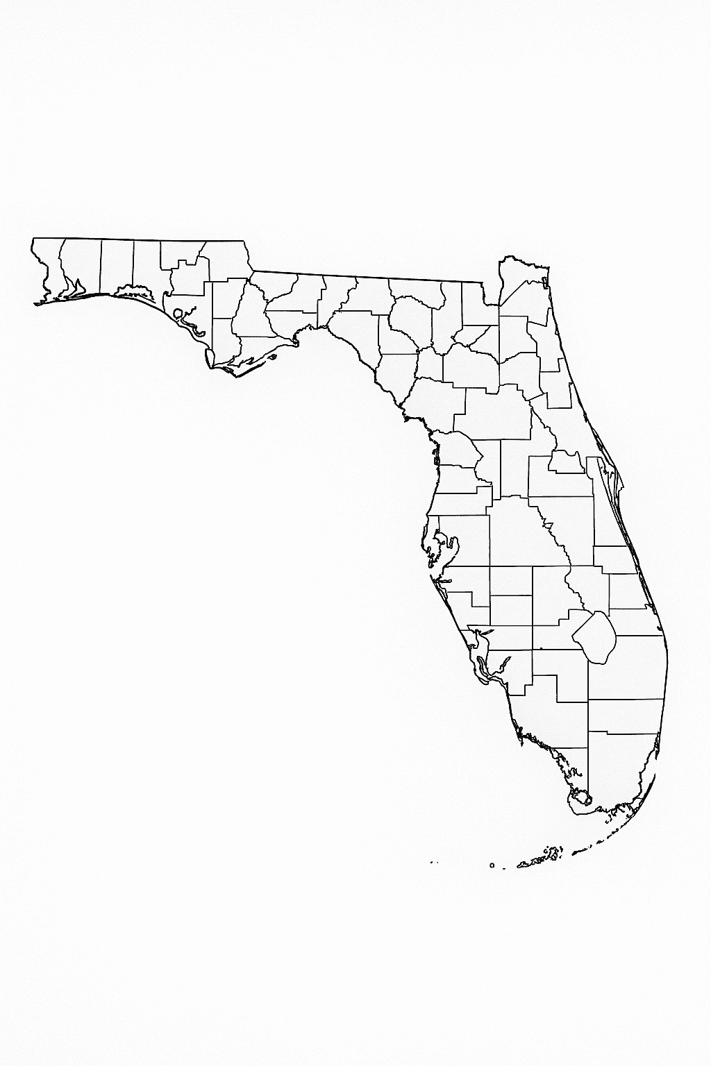 Blank Florida Map - Simple Outline for Printing