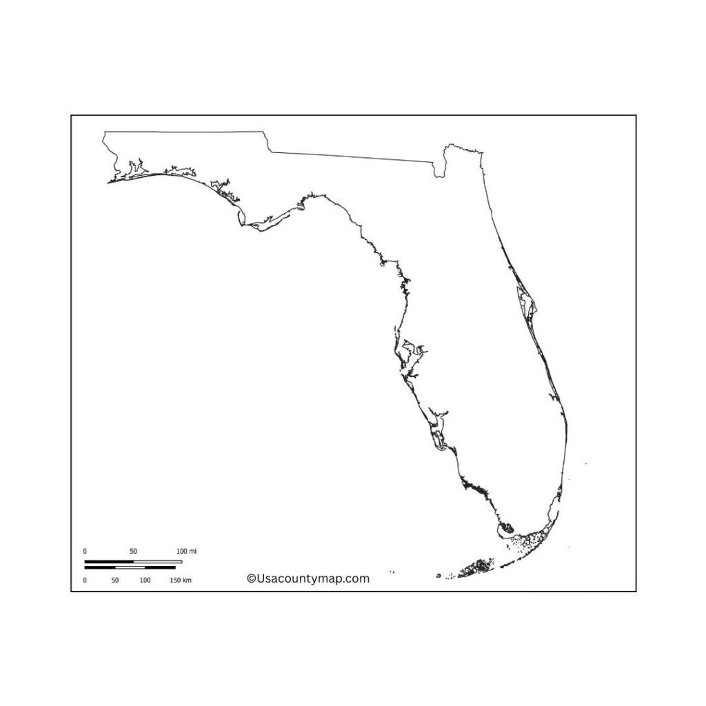 Blank Florida Map - Simple Outline for Printing