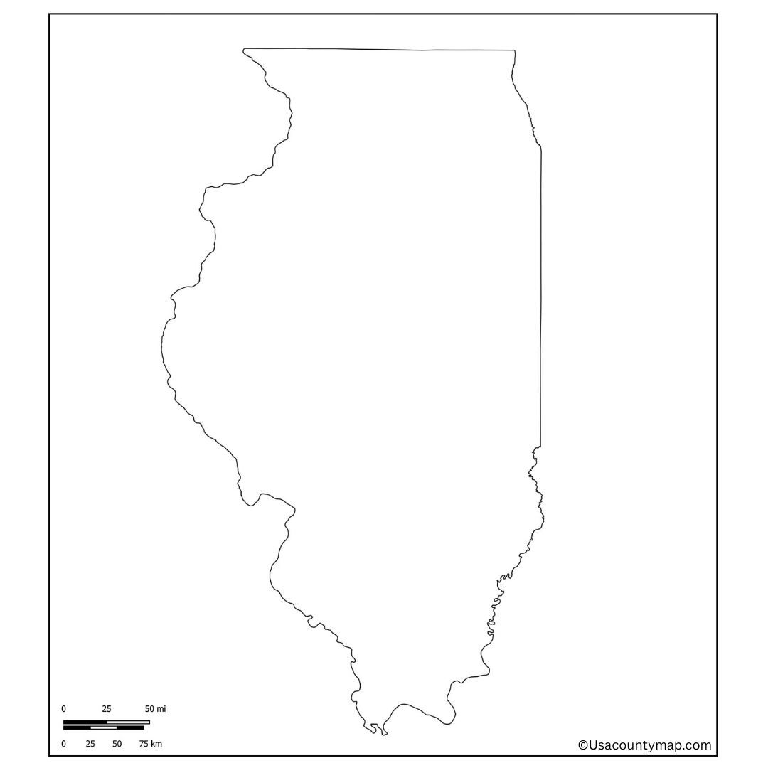 Blank Illinois Map - Basic Unlabeled State Format