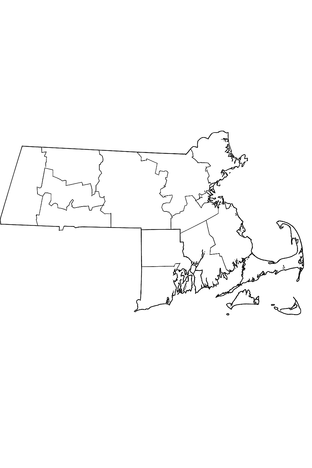 Blank Massachusetts Map - Printable State Outline