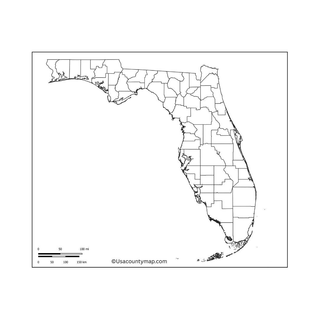 Blank Florida Map - Simple Outline for Printing