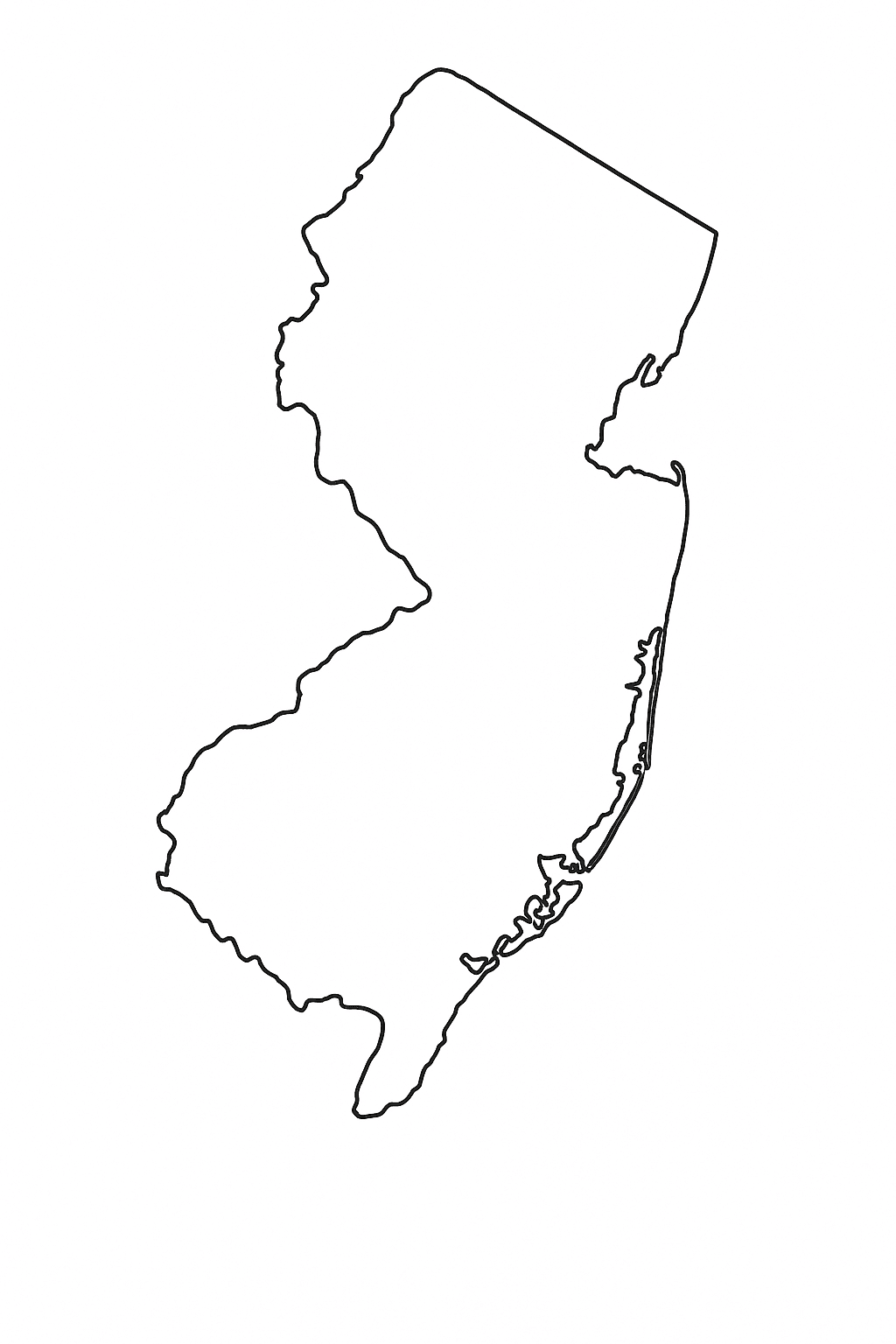 Blank New Jersey Map - Easy Print Geography Tool