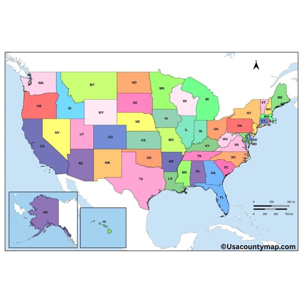 USA Map with States - State Locations Guide