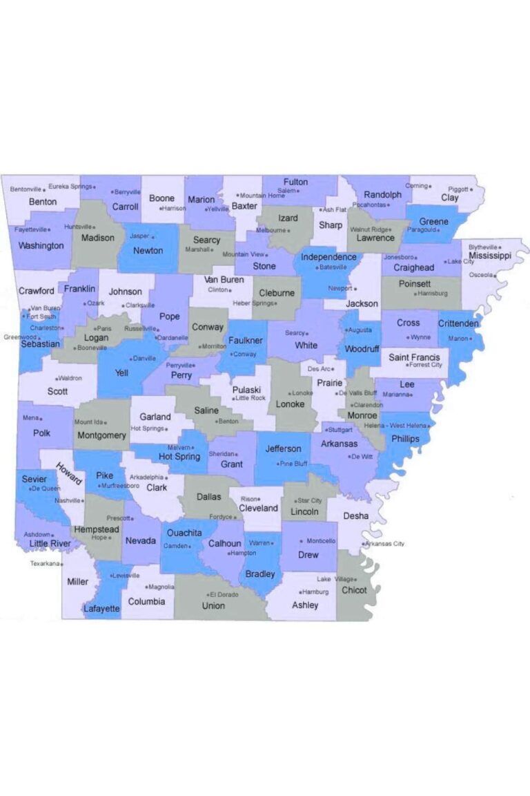 Labeled Arkansas Map – Cities and Counties