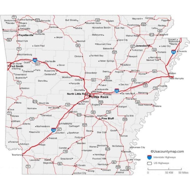 Labeled Arkansas Map – Cities and Counties