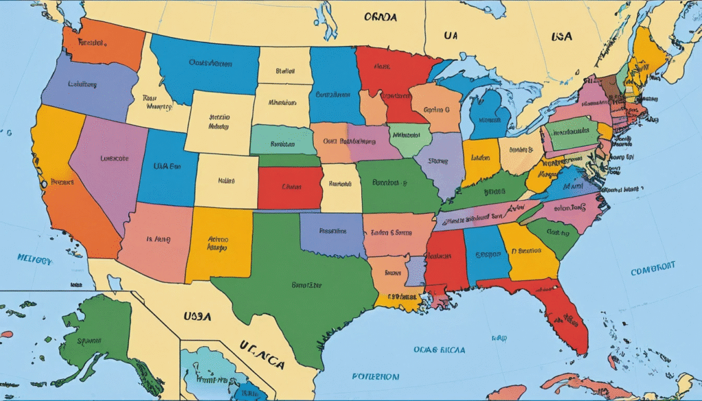 United States Political Map - State Borders