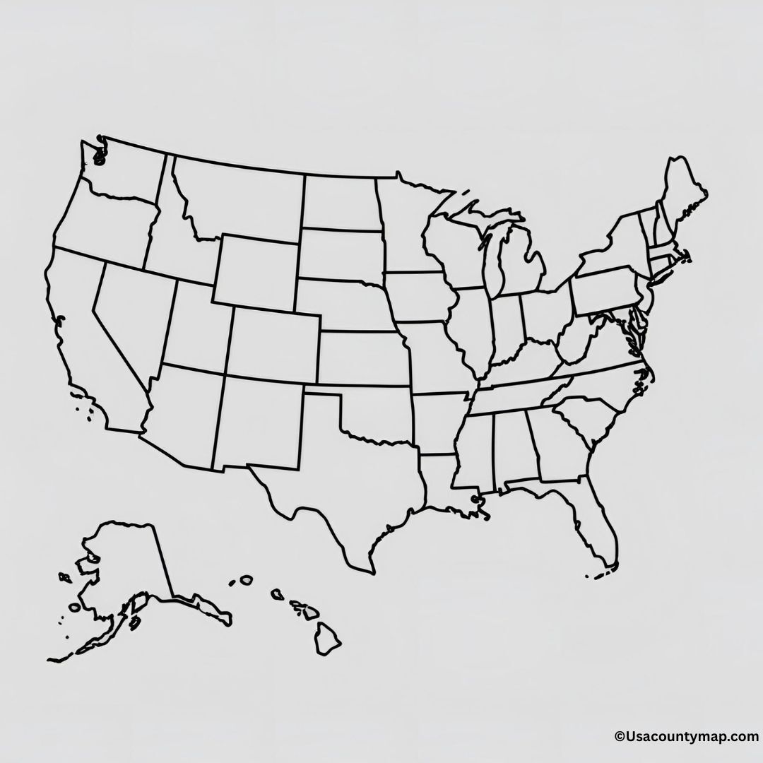 United States Political Map - State Borders