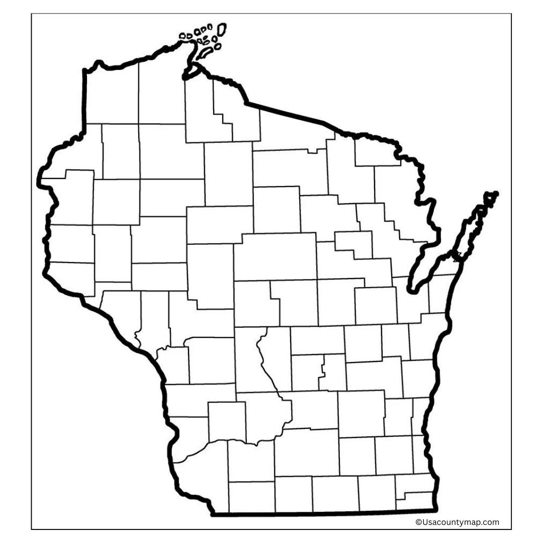 Blank Wisconsin County Map – Free Outline for Learning