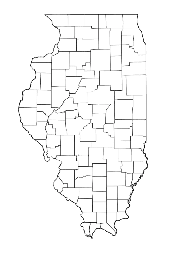 Blank Illinois Map Basic Unlabeled State Format 7157