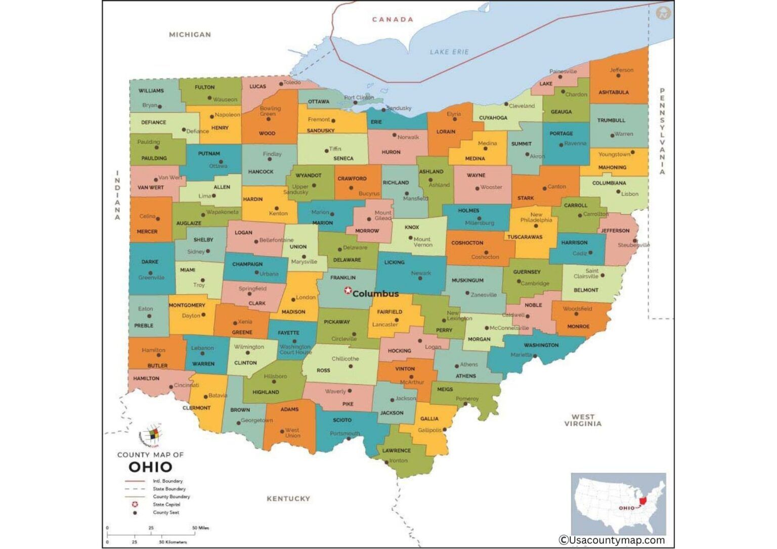 Ohio County Map - Detailed Free Printable Guide