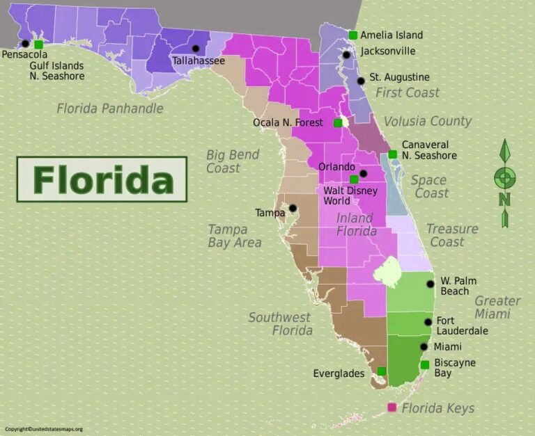 Florida County Map - Free Cities and Roads Guide