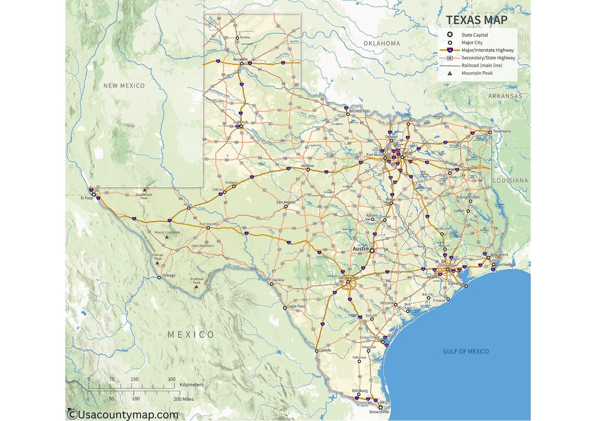 Texas County Map - Free Printable with Cities Guide